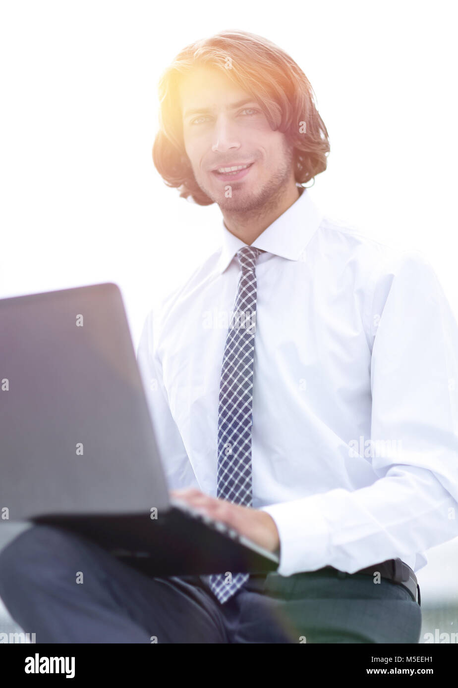 closeup.modern business men working with laptop Stock Photo - Alamy