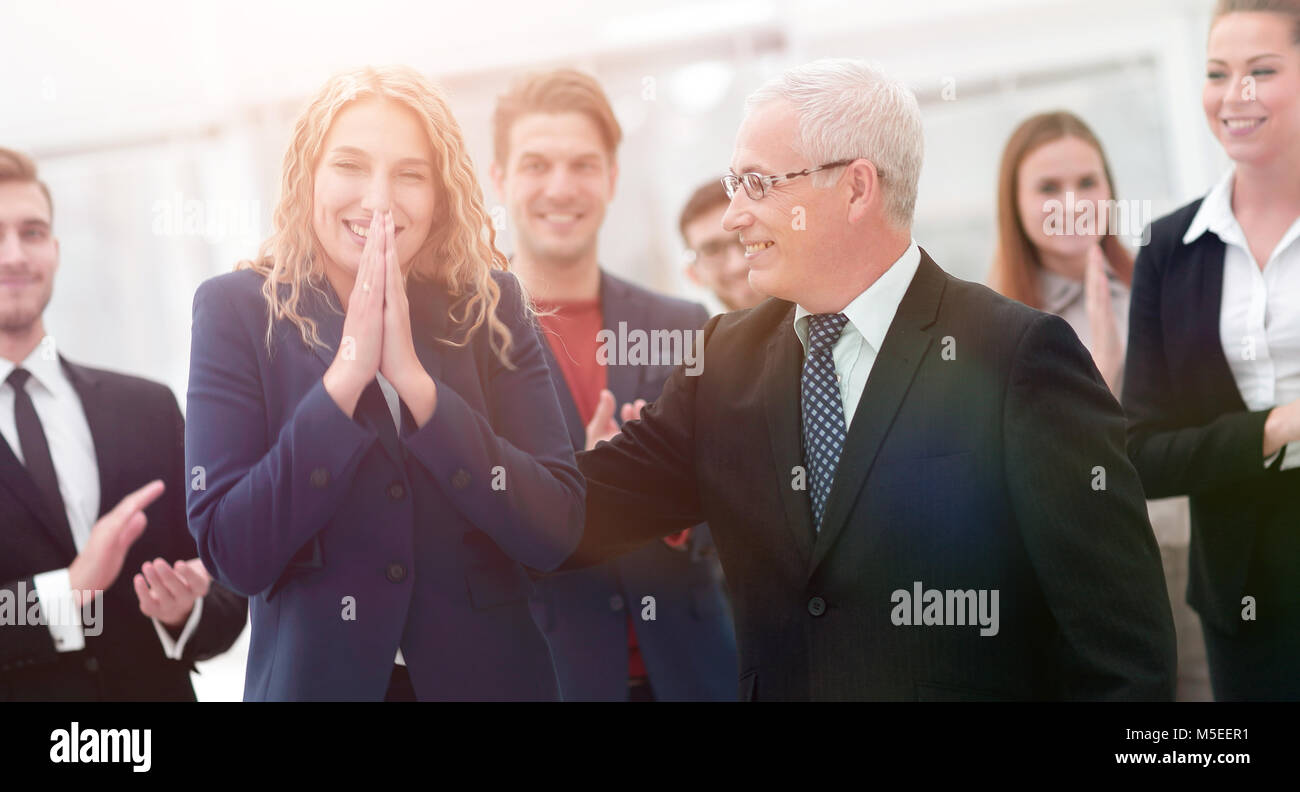 happy business woman and senior business partner Stock Photo - Alamy