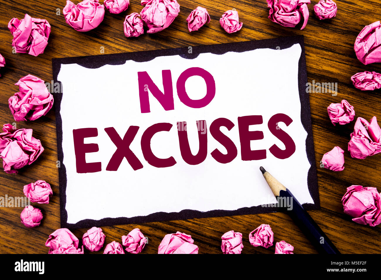 Hand writing text caption inspiration showing No Excuses. Business ...