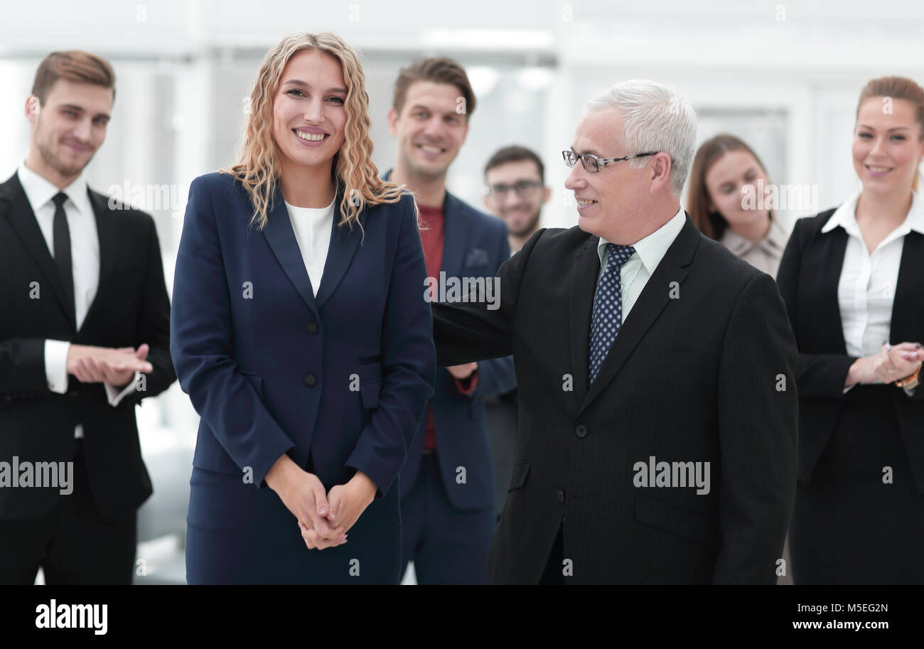 happy business woman and senior business partner Stock Photo - Alamy