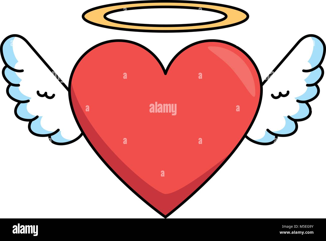 heart love with wings and halo vector illustration design Stock Vector ...