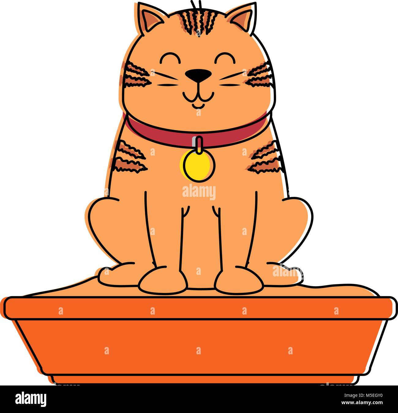 cute cat mascot with sand box vector illustration design Stock Vector ...