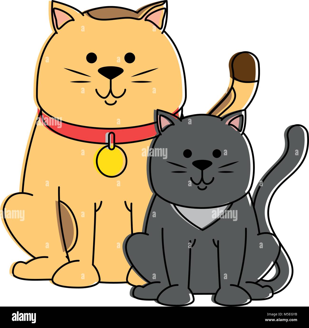 cute cats mascots characters vector illustration design Stock Vector ...