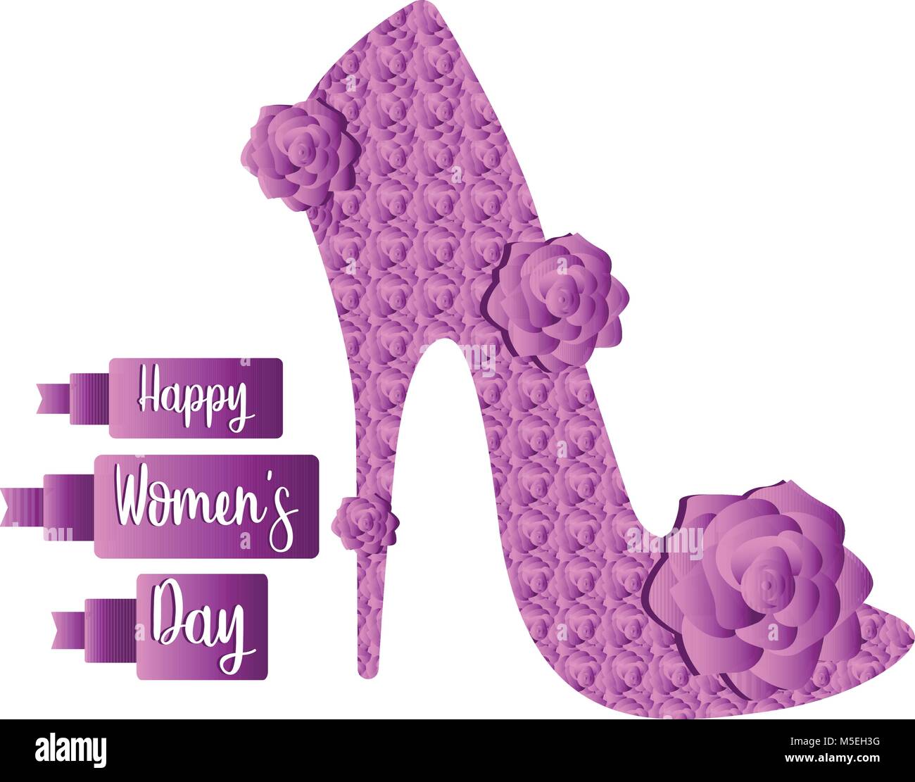 High heel shoe with roses. Happy women day Stock Vector Image & Art - Alamy