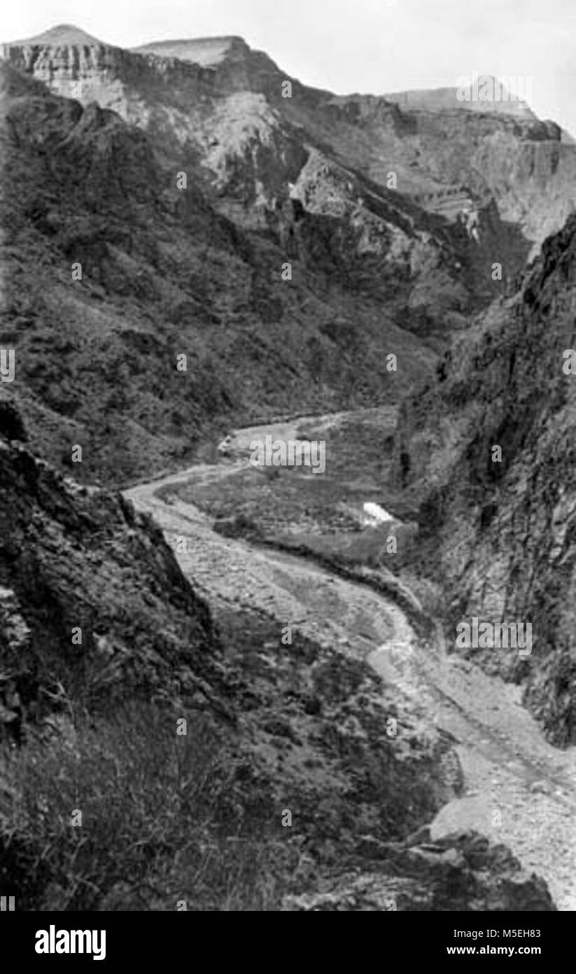 Grand Canyon Historic - Rust Camp Scene c AERIAL VIEW N UP BRIGHT ANGEL ...