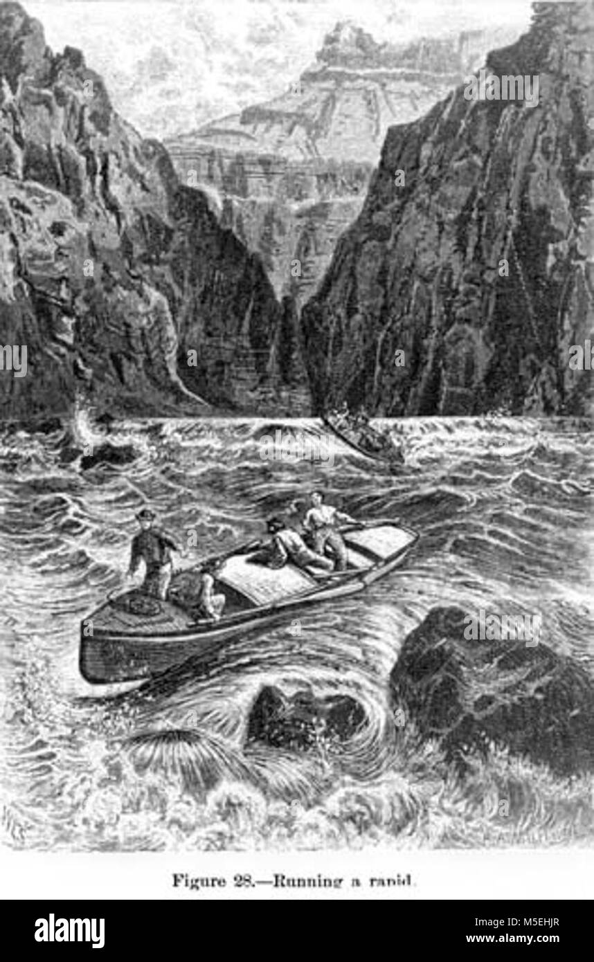 Grand Canyon Powell Expedition "RUNNING A RAPID" ENGRAVING MADE BY ...
