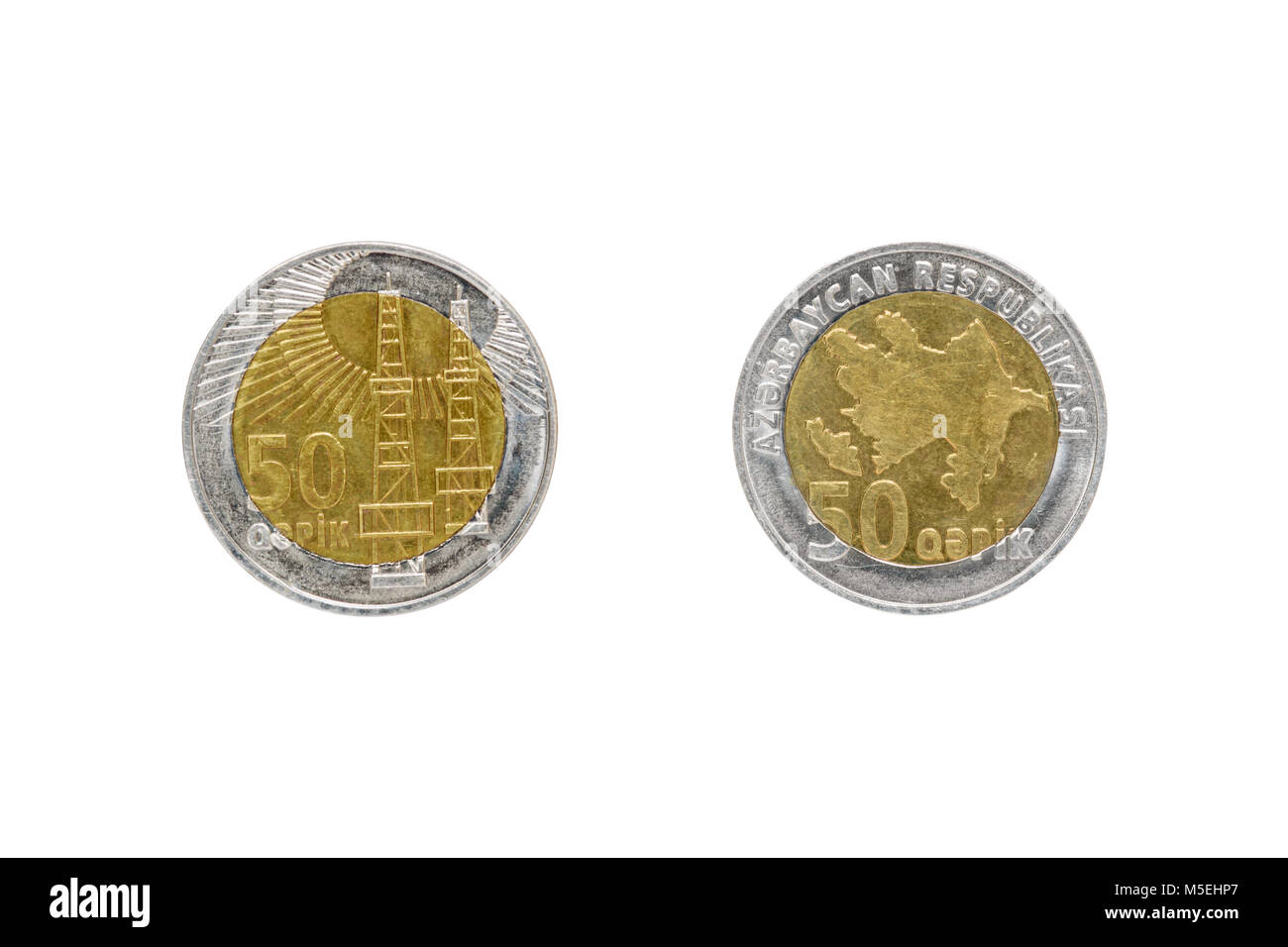 Fifty Azerbaijan Qapik coin isolated on white background Stock Photo ...