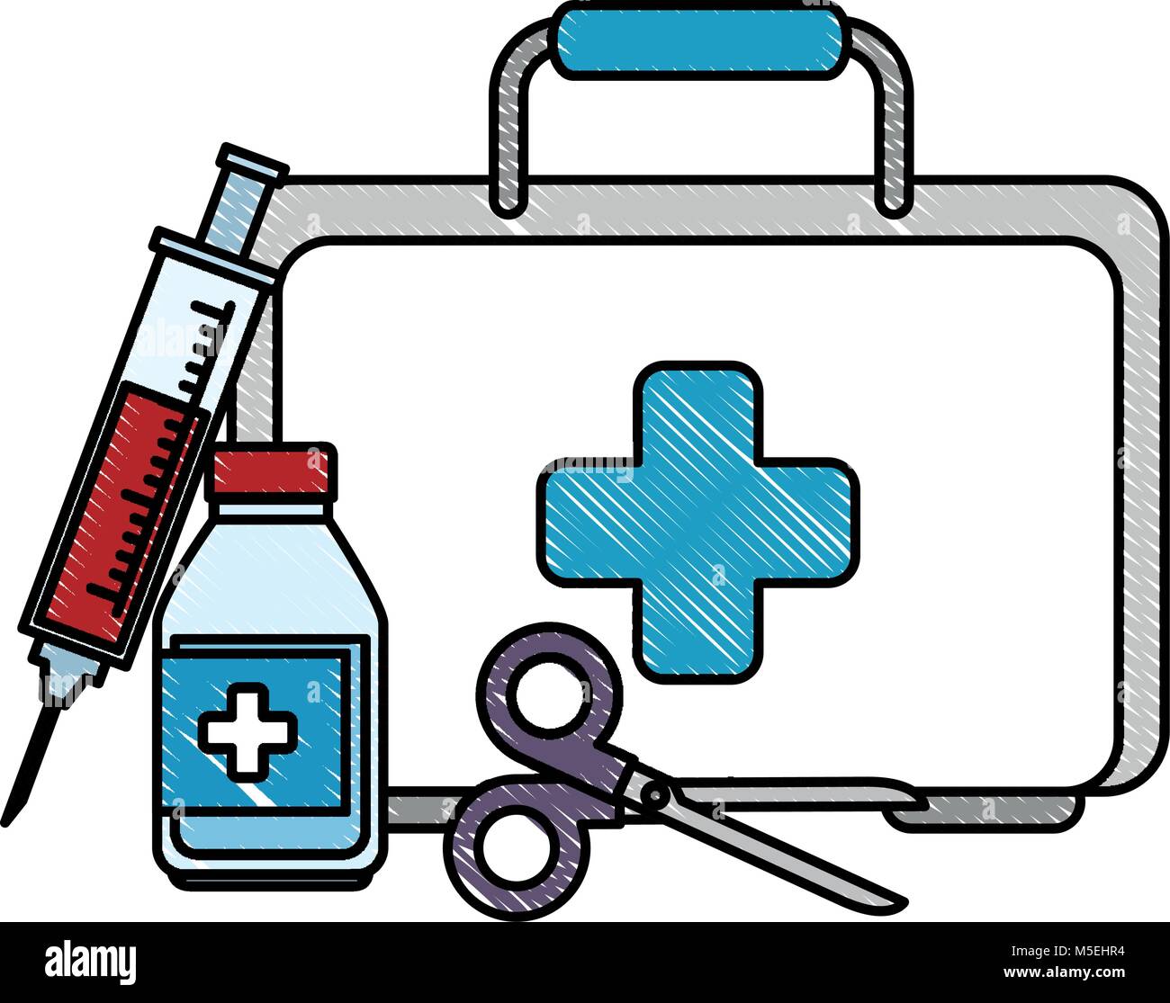 medical kit with scissors and bottle Stock Vector Image & Art - Alamy