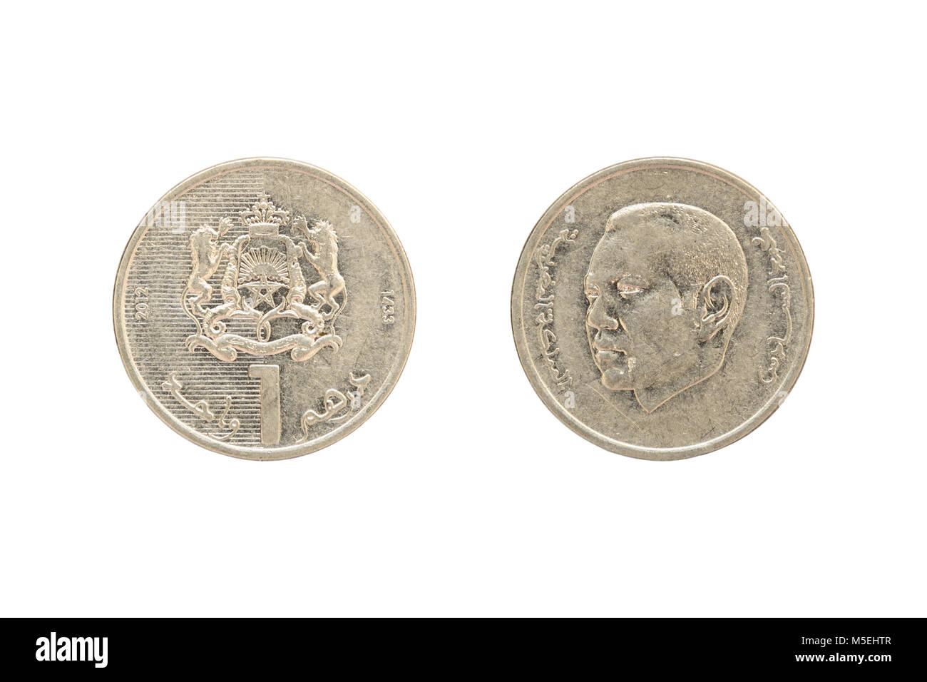 One Moroccan dirham coin isolated on white background Stock Photo - Alamy