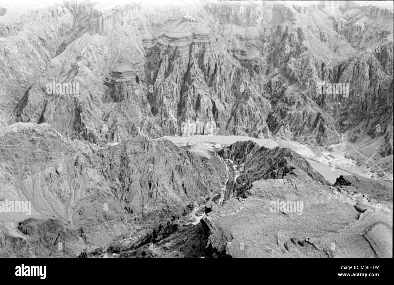 Grand Canyon Historic - Aerial of Phantom Ranch Area "SILVER BRIDGE ...