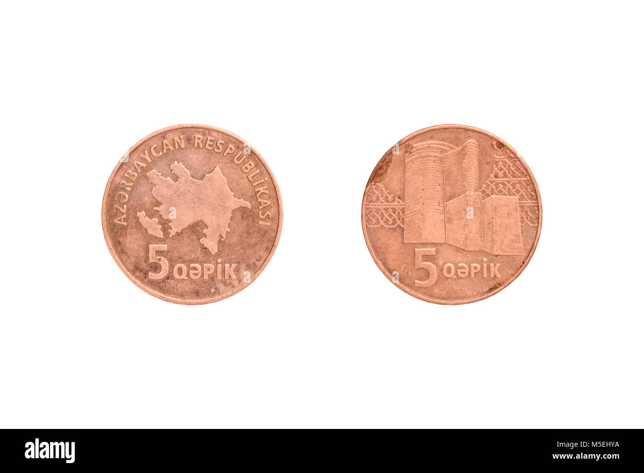 Five Azerbaijan Qapik coin isolated on white background Stock Photo - Alamy