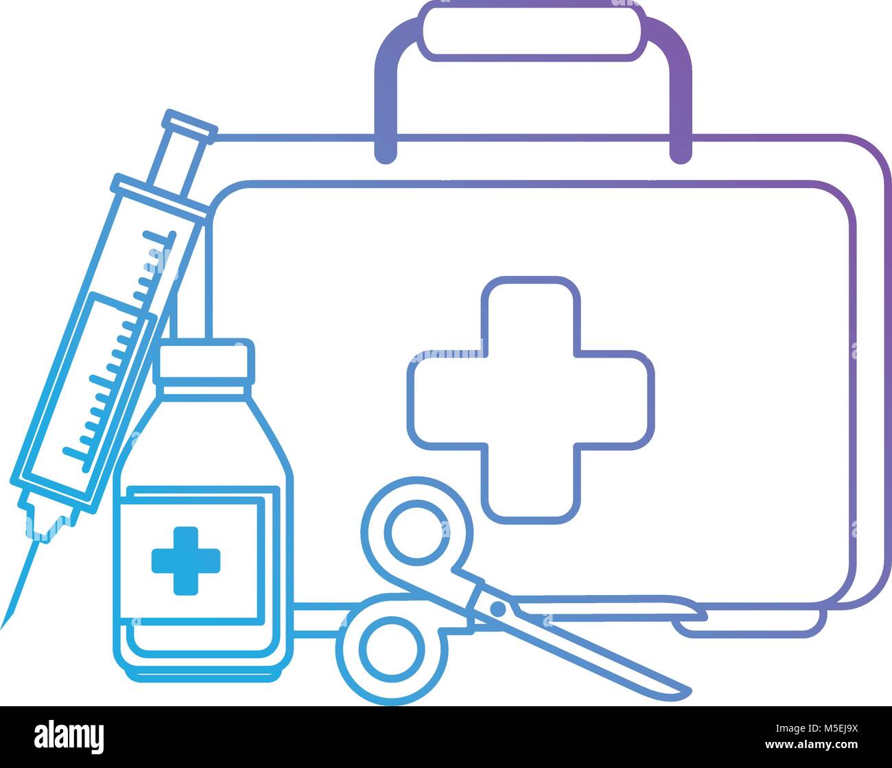 medical kit with scissors and bottle Stock Vector Image & Art - Alamy