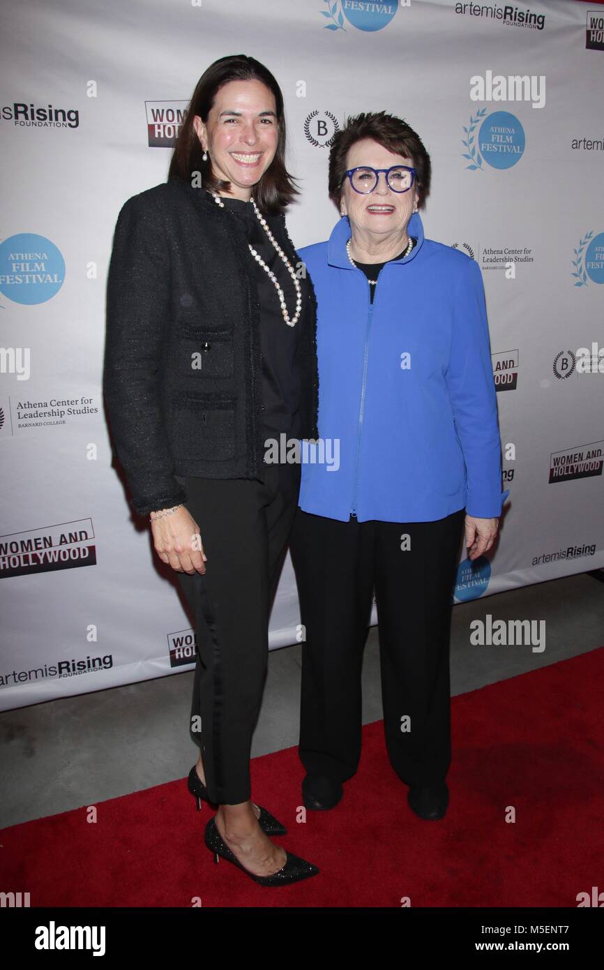 New York, , USA. 22nd Feb, 2018. Sian Beilock and Billie Jean King at ...