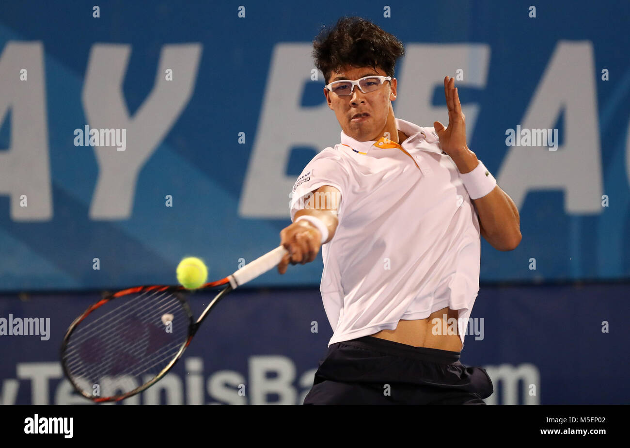 Delray Beach, Florida, USA. 22nd Feb, 2018. Hyeon Chung, from Korea ...