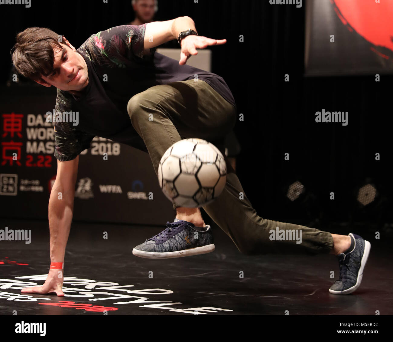 Tokyo, Japan. 22nd Feb, 2018. Polish freestyle football player Michal ...