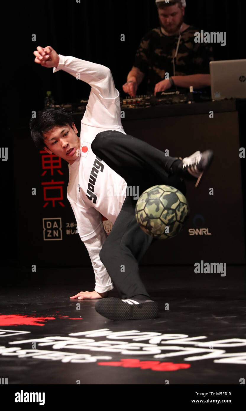 Tokyo, Japan. 22nd Feb, 2018. Japanese freestyle football player Yo ...