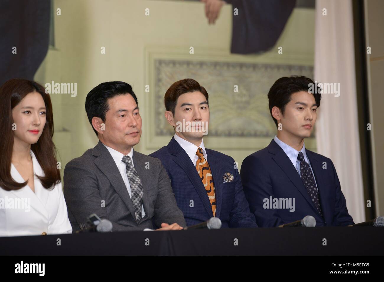 Seoul, Korea. 22nd Feb, 2018. Choi Myeong-Gil, Hana Park, Wang Bit-na ...