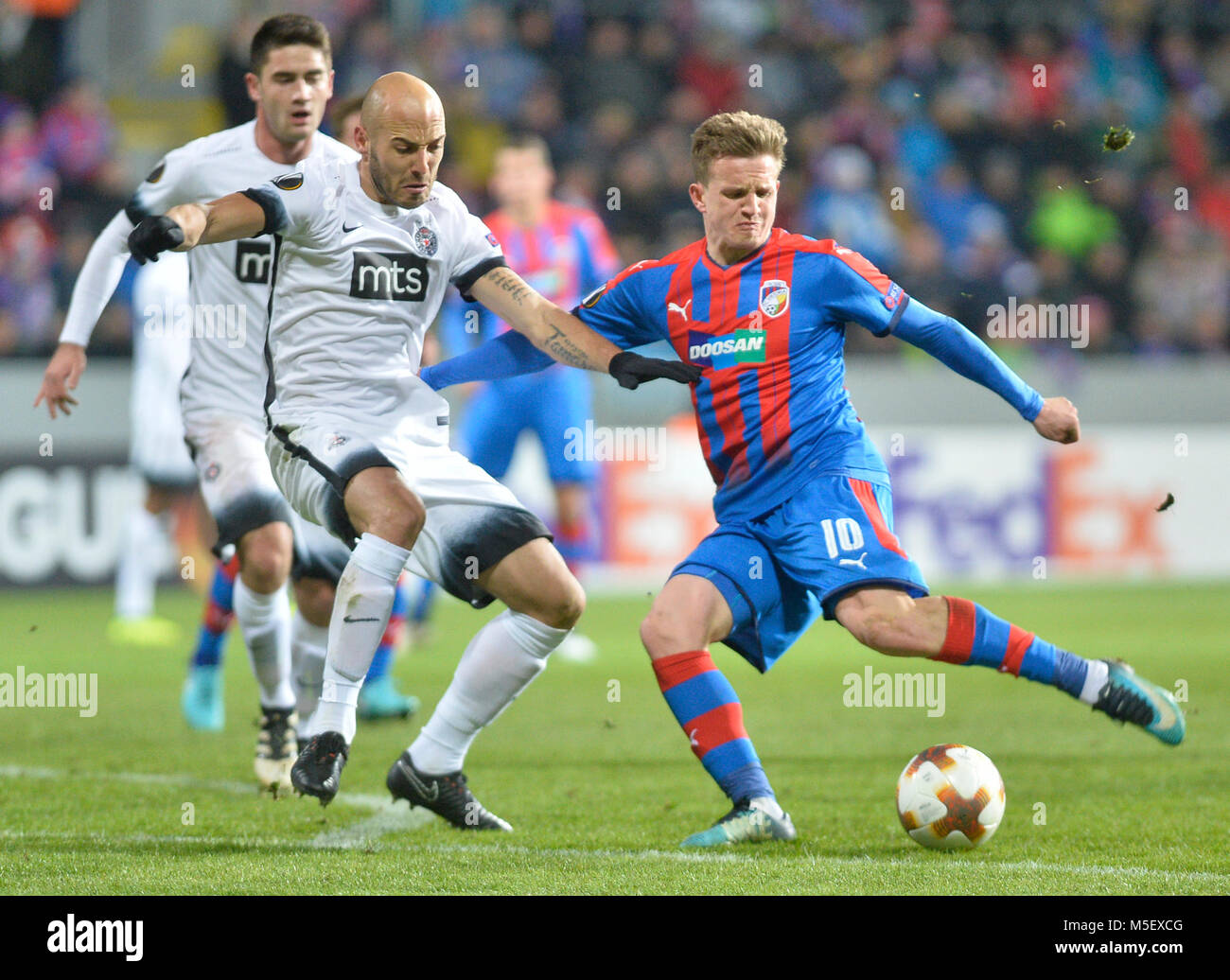 From right JAN KOPIC of Viktoria and NEMANJA MILETIC of Partizan in ...