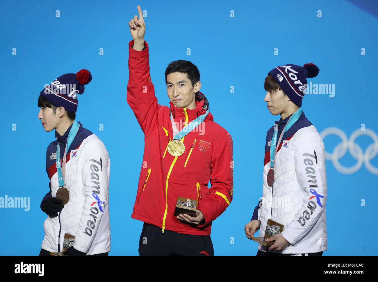 Pyeongchang, South Korea. 23rd Feb, 2018. Gold medalist China's Wu ...