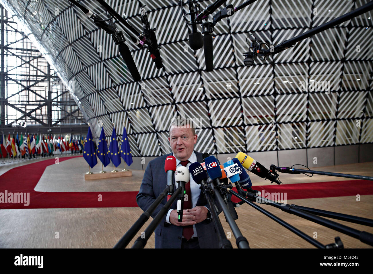 Brussels, Belgium. 23rd Feb 2018. Lars Løkke Rasmussen Prime Minister ...