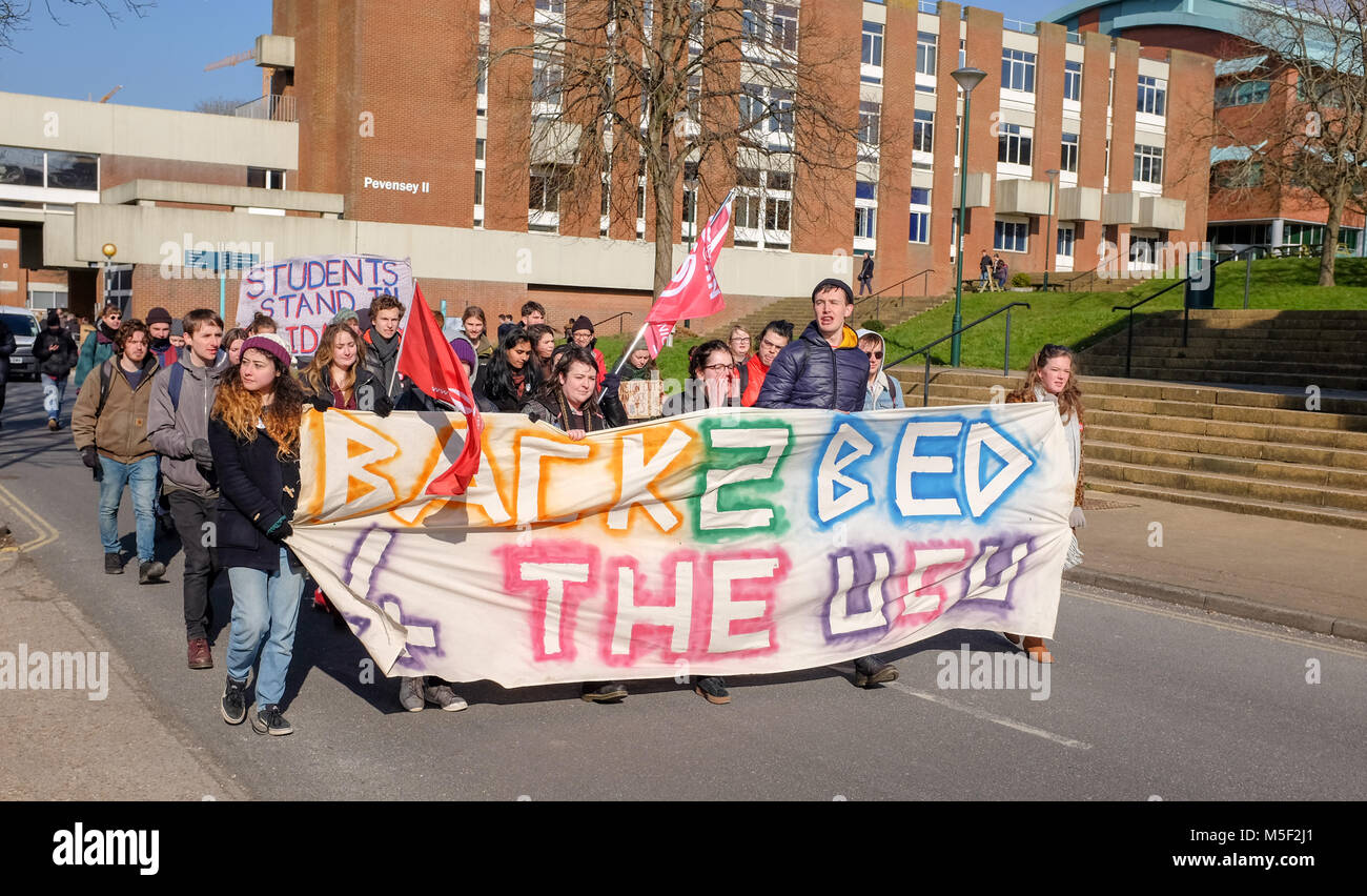 Brighton, UK. 23rd Feb, 2018. Students supporting the walkout by ...