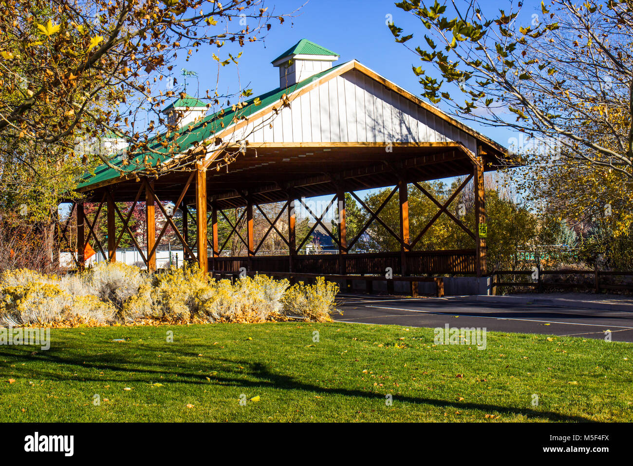 Covered Bridge Over Roadway Stock Photo - Alamy