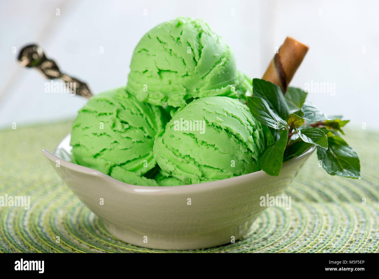 Mint ice cream ready to serve Stock Photo - Alamy