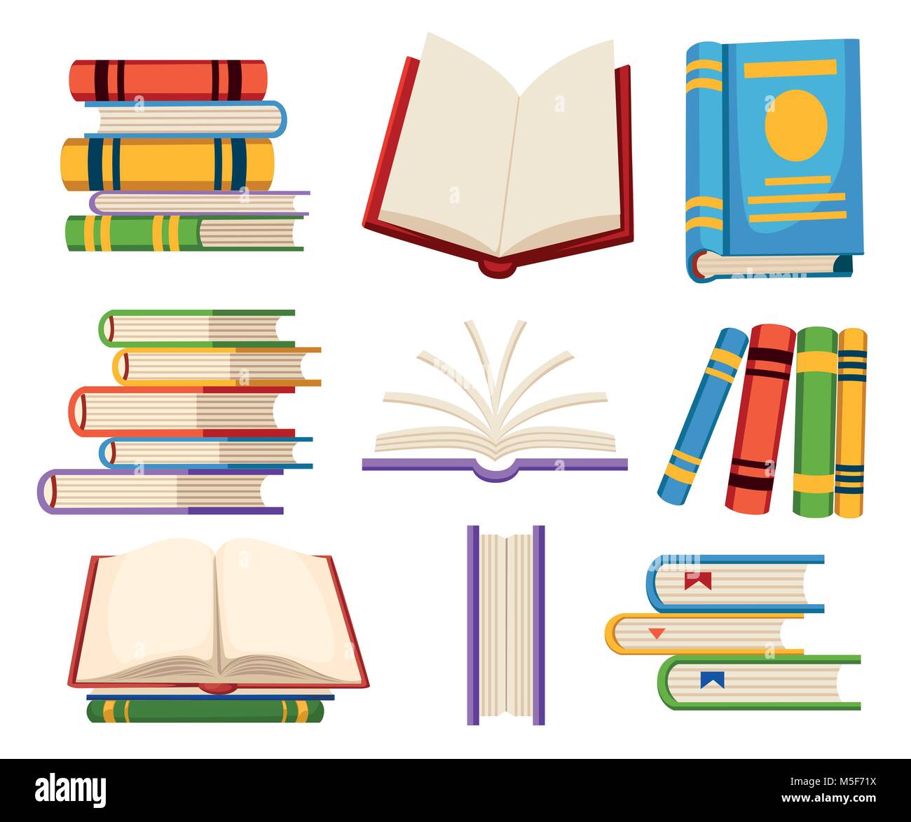 Set of book icons open and close books in flat design style vector ...