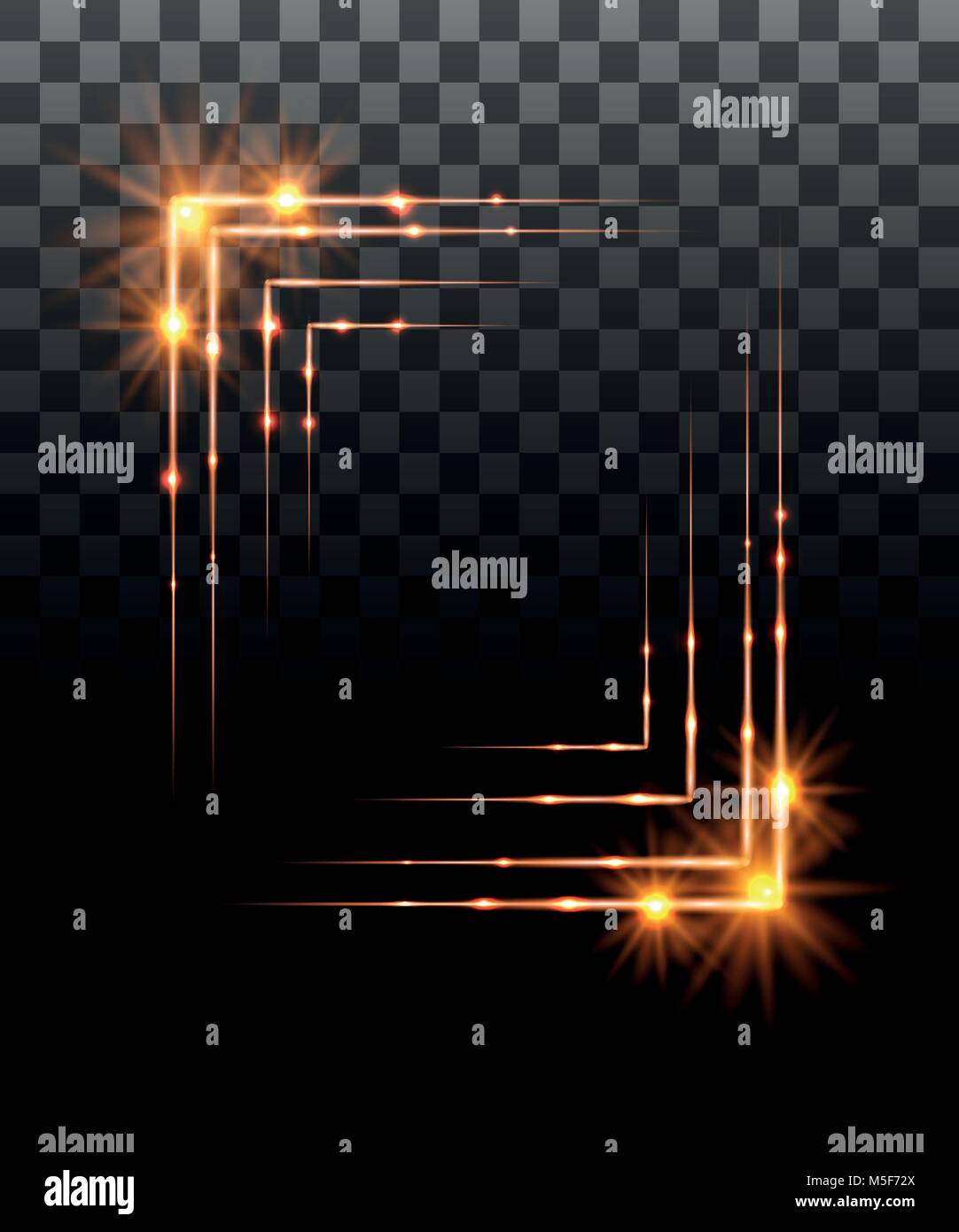 Glowing collection. Golden border frame effect, light effects isolated ...