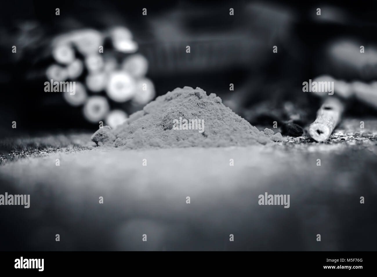 Powder of Indian lilac,Azadirachta indica in a glass plate with its ...