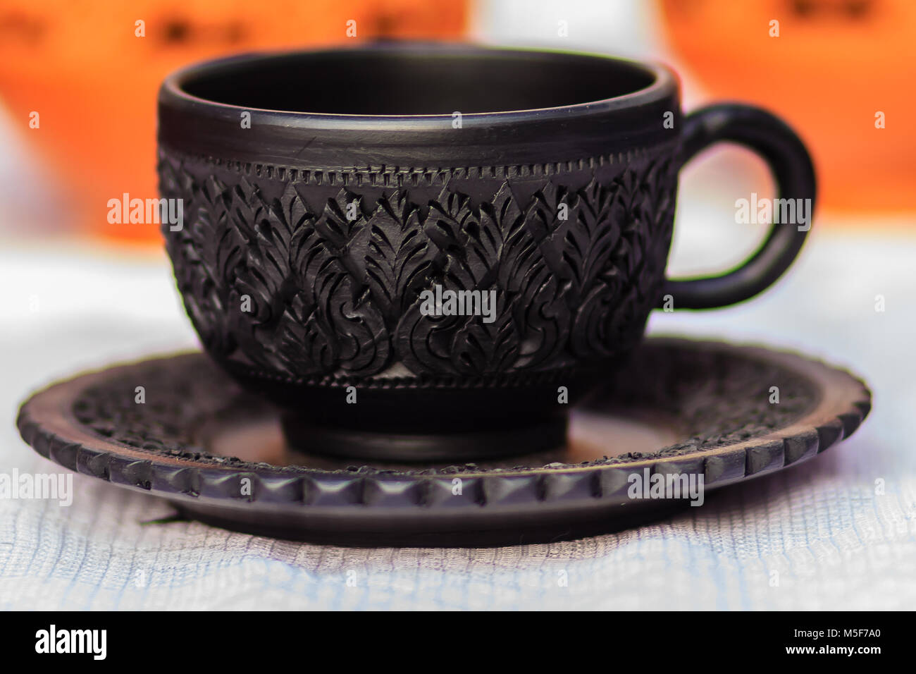 Beautiful Black Vintage Thai's style porcelain teacup, coffee cup hand ...