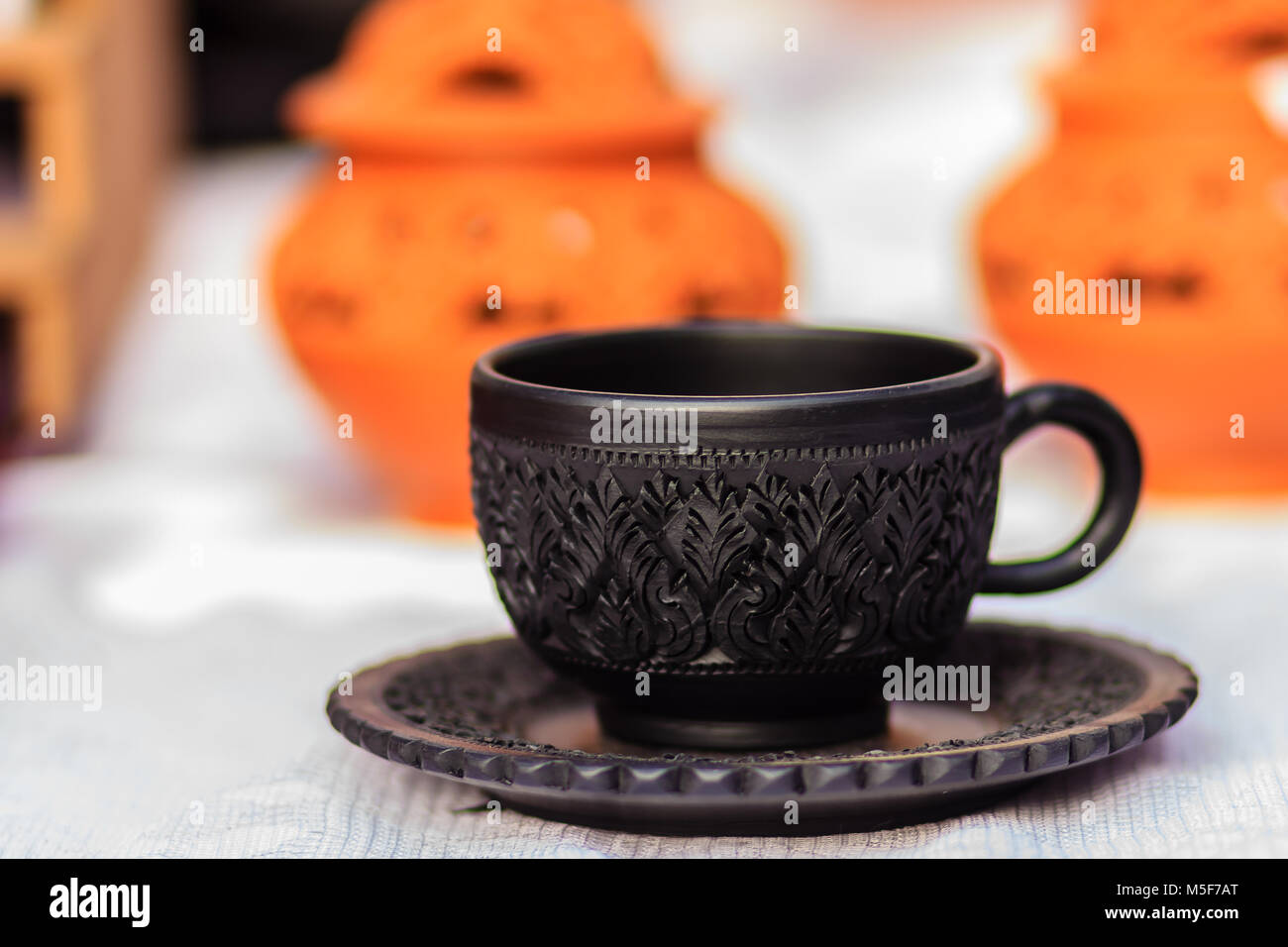 Beautiful Black Vintage Thai's style porcelain teacup, coffee cup hand ...