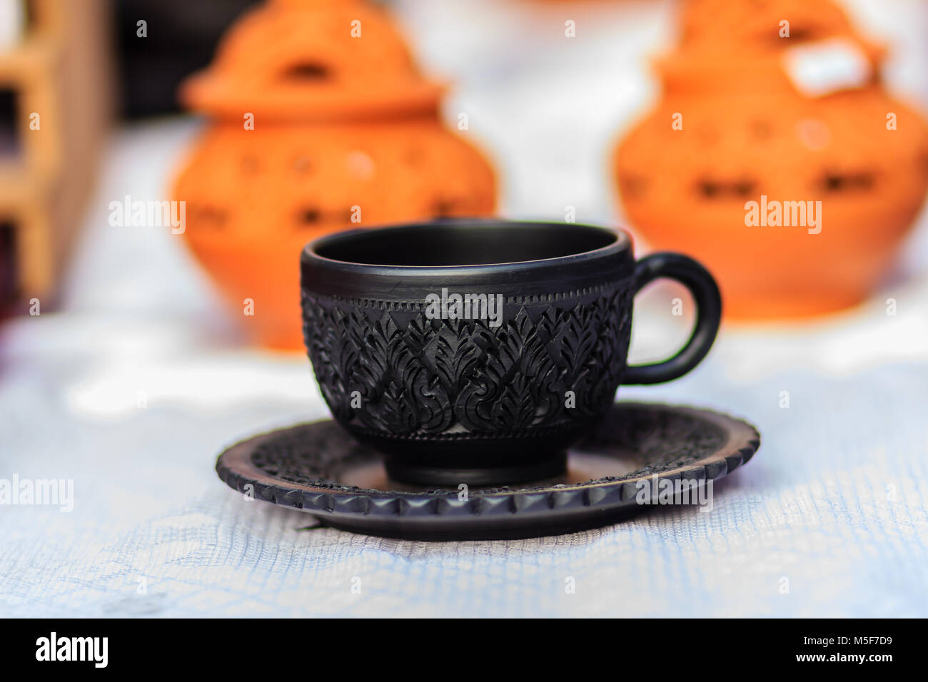 Beautiful Black Vintage Thai's style porcelain teacup, coffee cup hand ...
