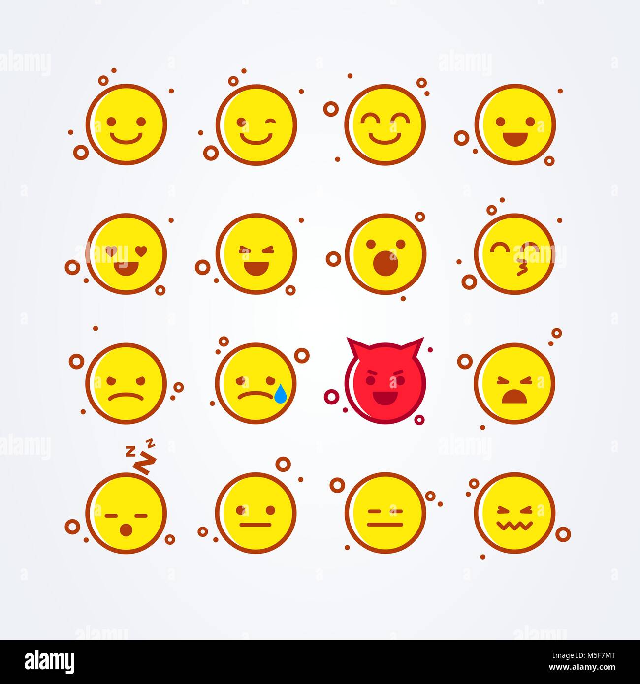 Vector illustration abstract isolated funny cute flat style emoji ...