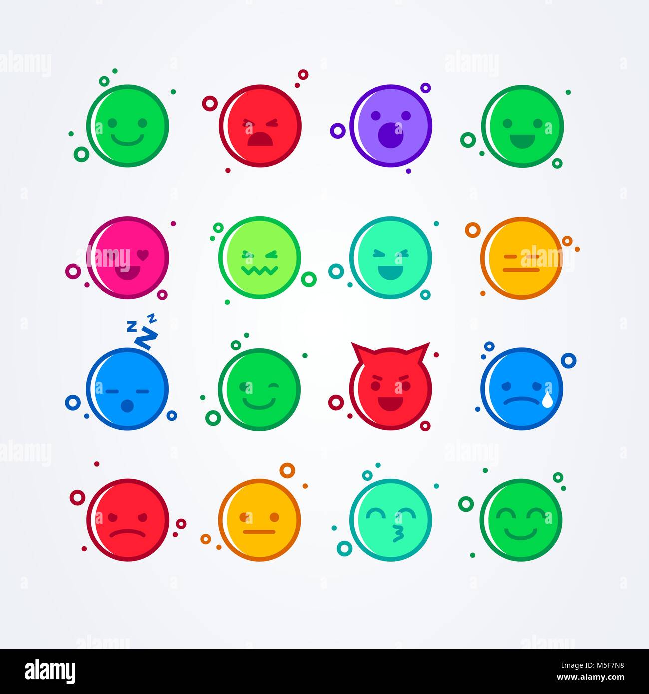 Vector illustration abstract isolated funny cute flat style emoji ...