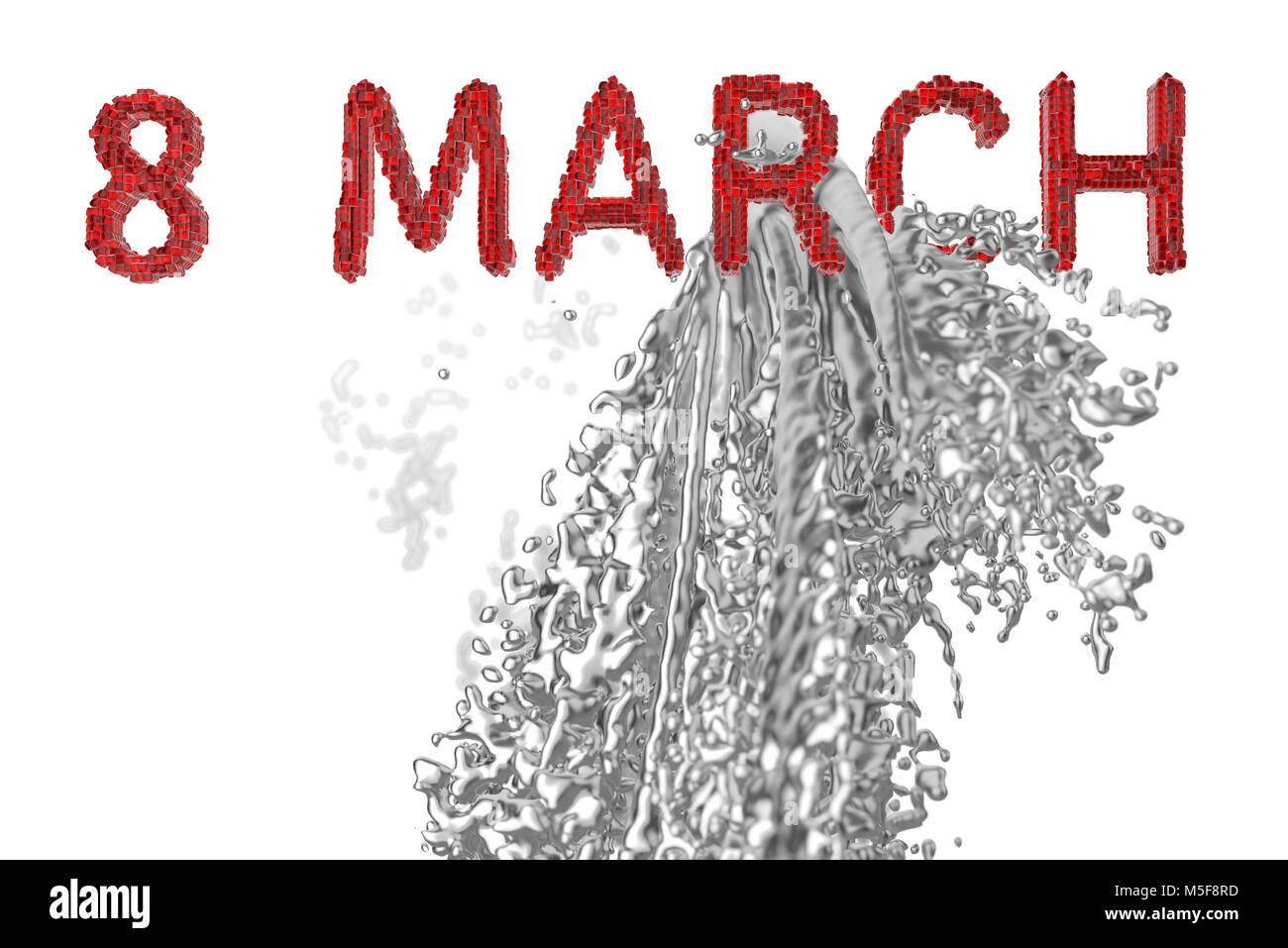 8 March symbol. Figure of eight made of red glass blocks boxes over ...