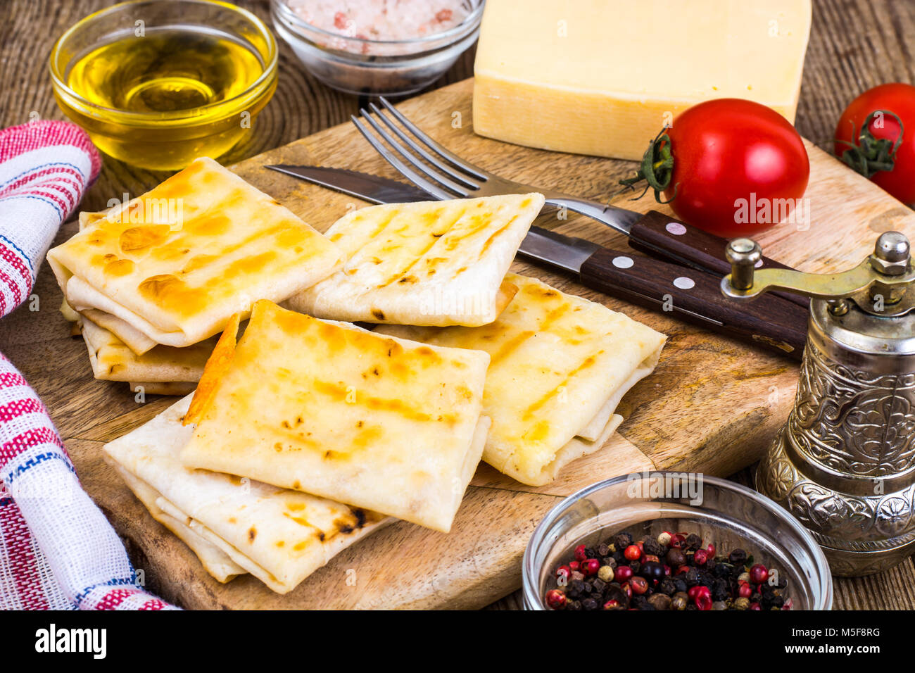 Envelopes of thin Armenian bread lavash fried with crispy crust ...