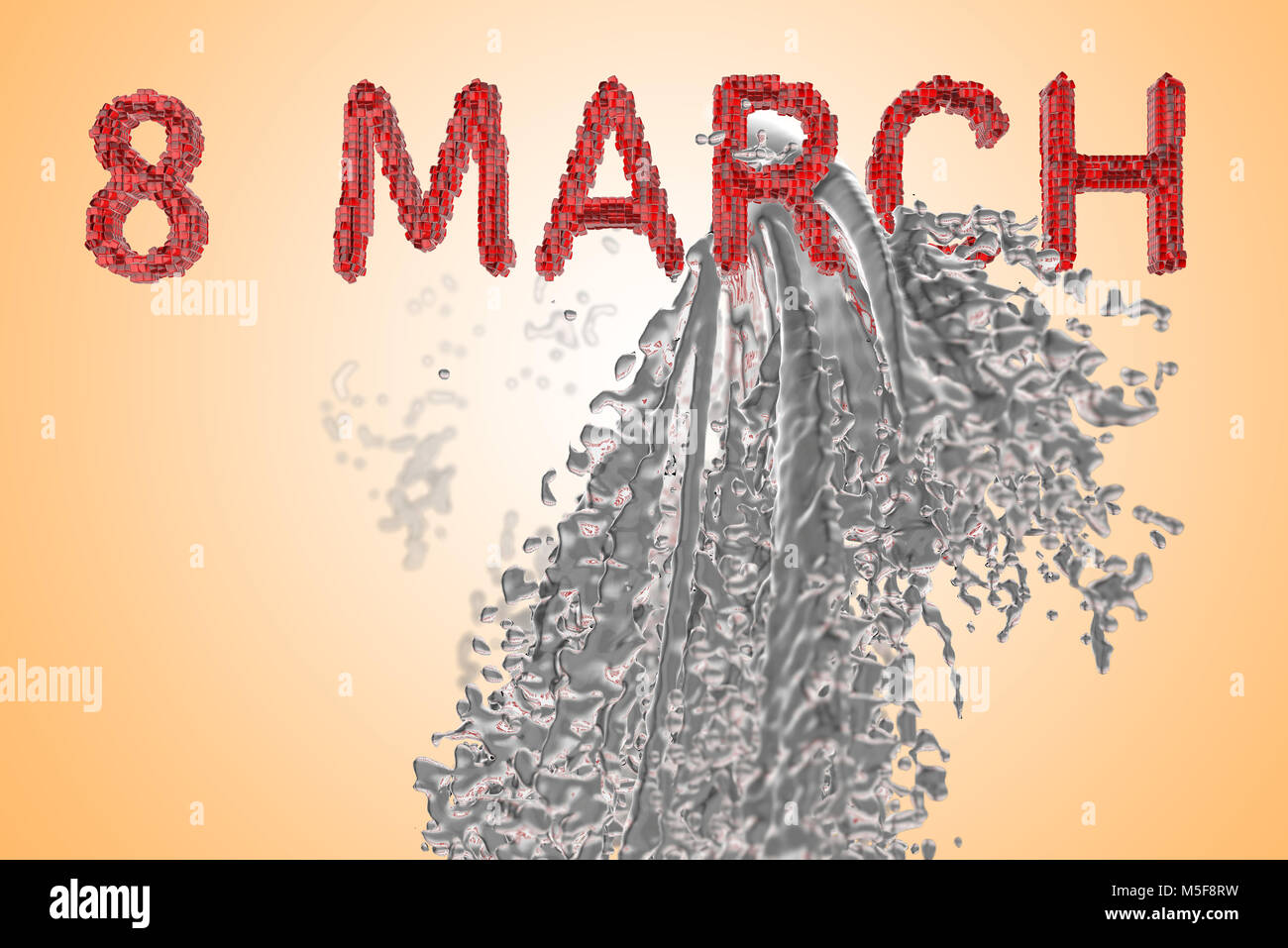 8 March symbol. Figure of eight made of red glass blocks boxes over ...