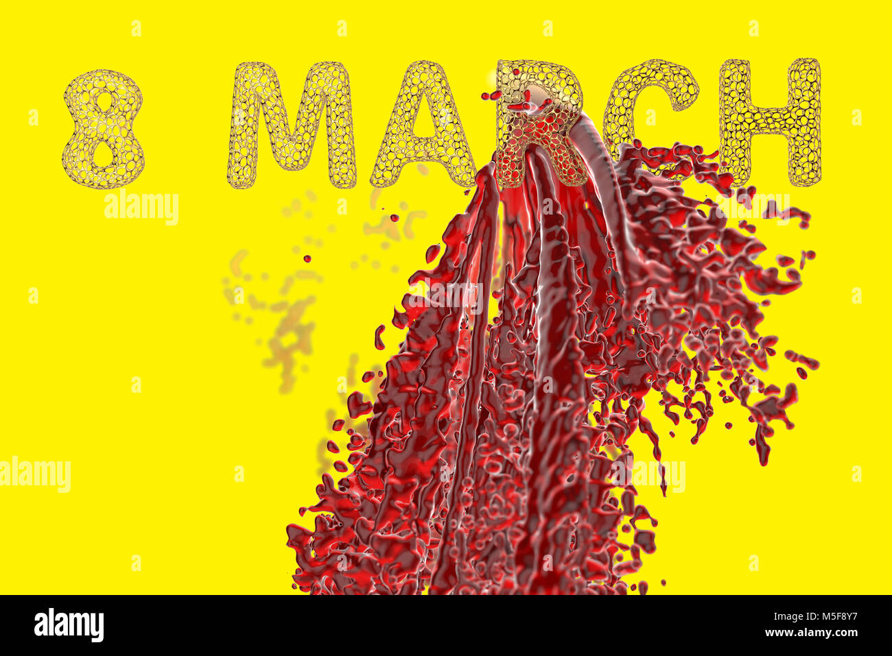 8 March symbol. Figure of eight made of gold wire over colorful ...