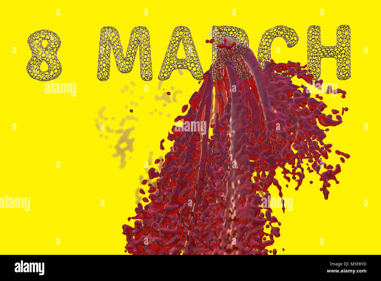 8 March symbol. Figure of eight made of gold wire over colorful ...