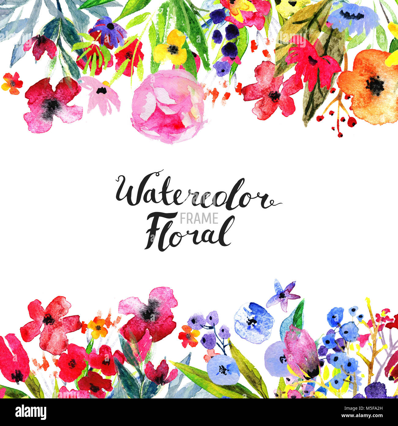 Watercolor Flower Border Stock Photo - Alamy