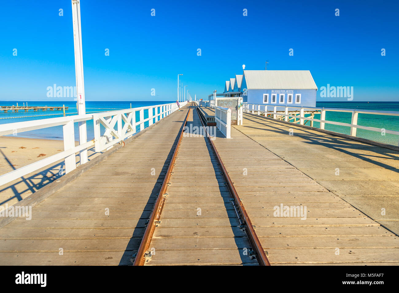 Busselton, Australia - Jan 1, 2018: perspective view of tracks of ...