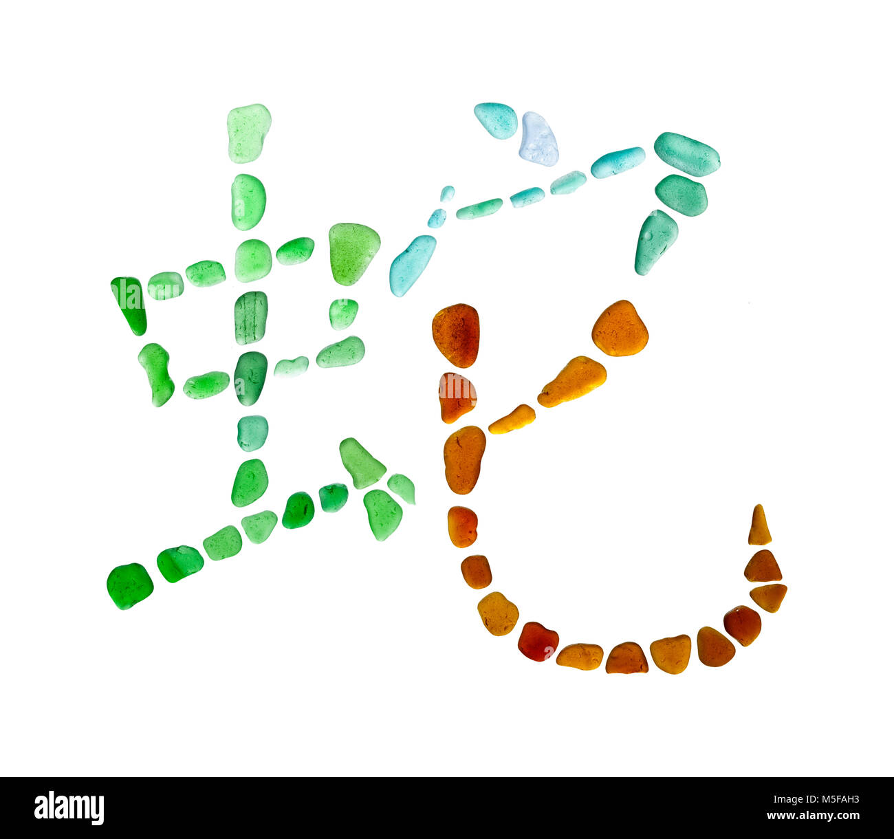 Chinese symbol she - snake made of sea glass on white background Stock ...