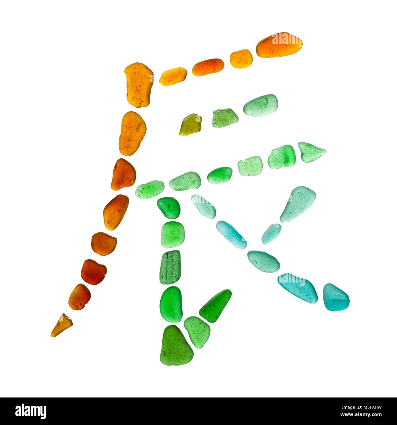 Chinese symbol chen - zodiac dragon made of sea glass on white ...