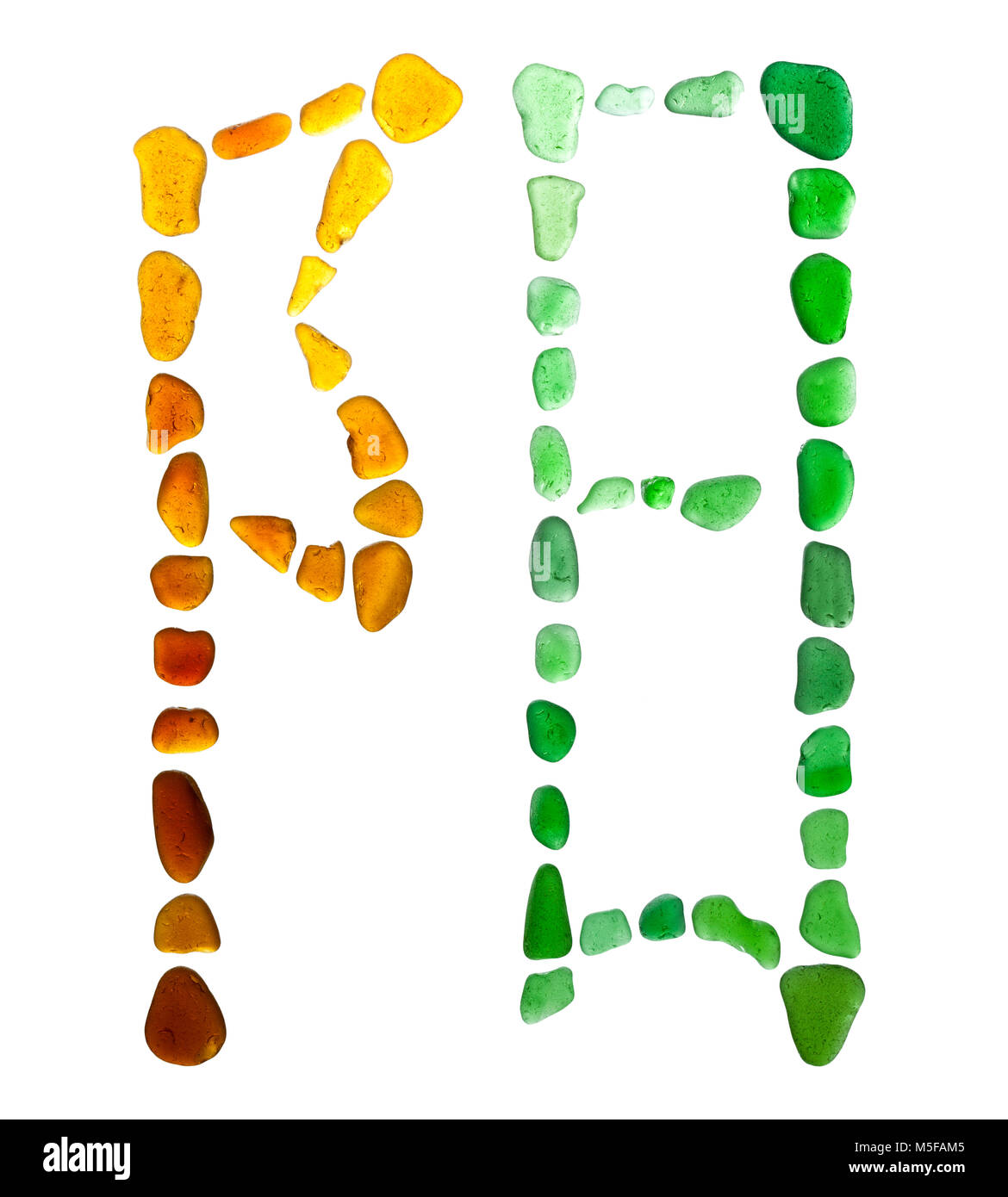 Chinese symbol yan - male, light, sun, positive, etc made of sea glass ...