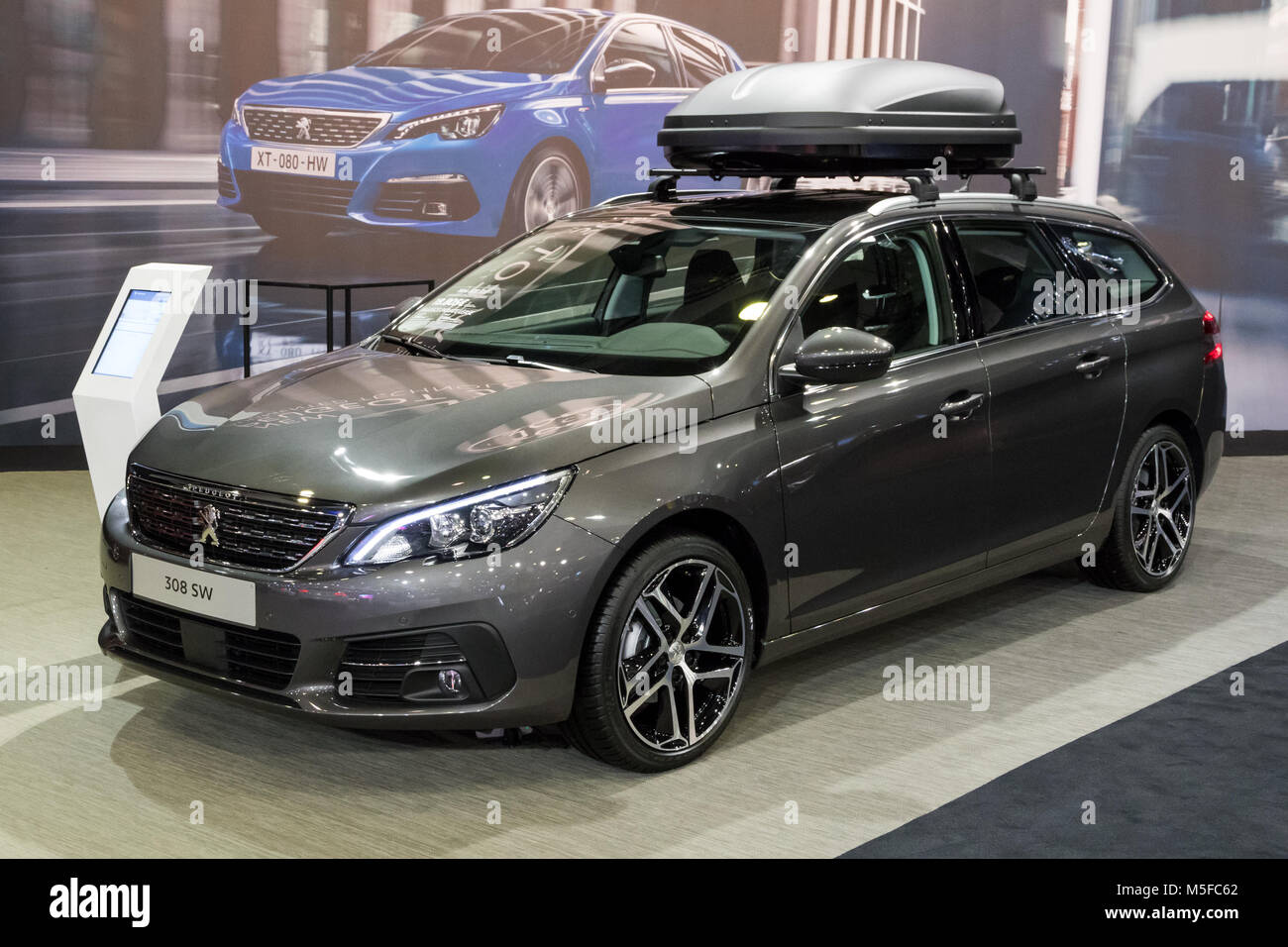 BRUSSELS - JAN 10, 2018: Peugeot 308 SW station wagon car shown at the ...