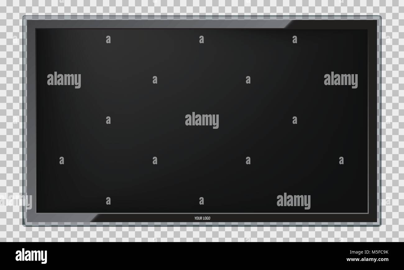 Modern Led TV screen with realistic reflection. Isolated vector Stock ...