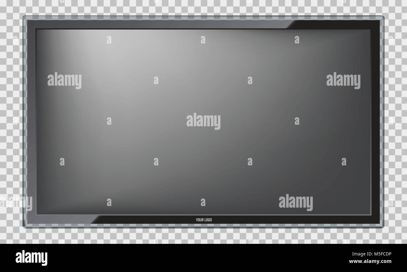 Modern Led TV screen with realistic reflection. Isolated vector Stock ...