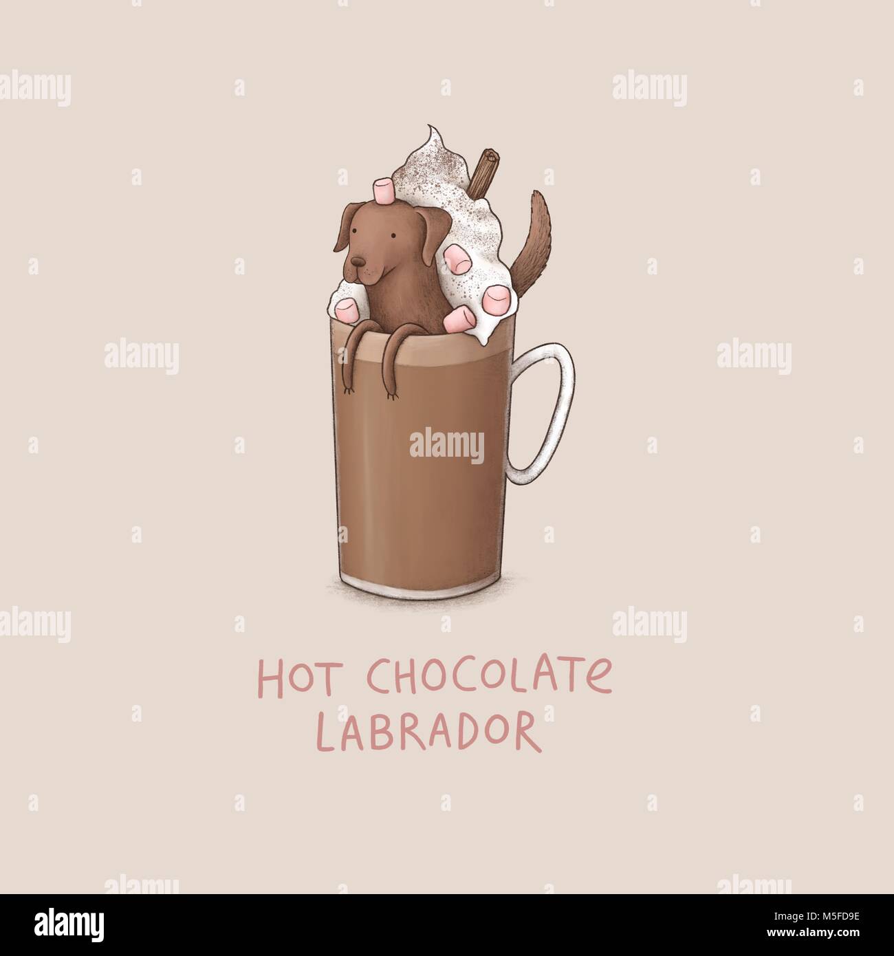 Hot Chocolate Labrador original illustration Stock Photo - Alamy