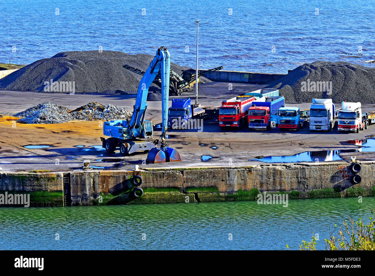 Seaham Durham harbour and scrap metal lorry loaders and coal exports ...